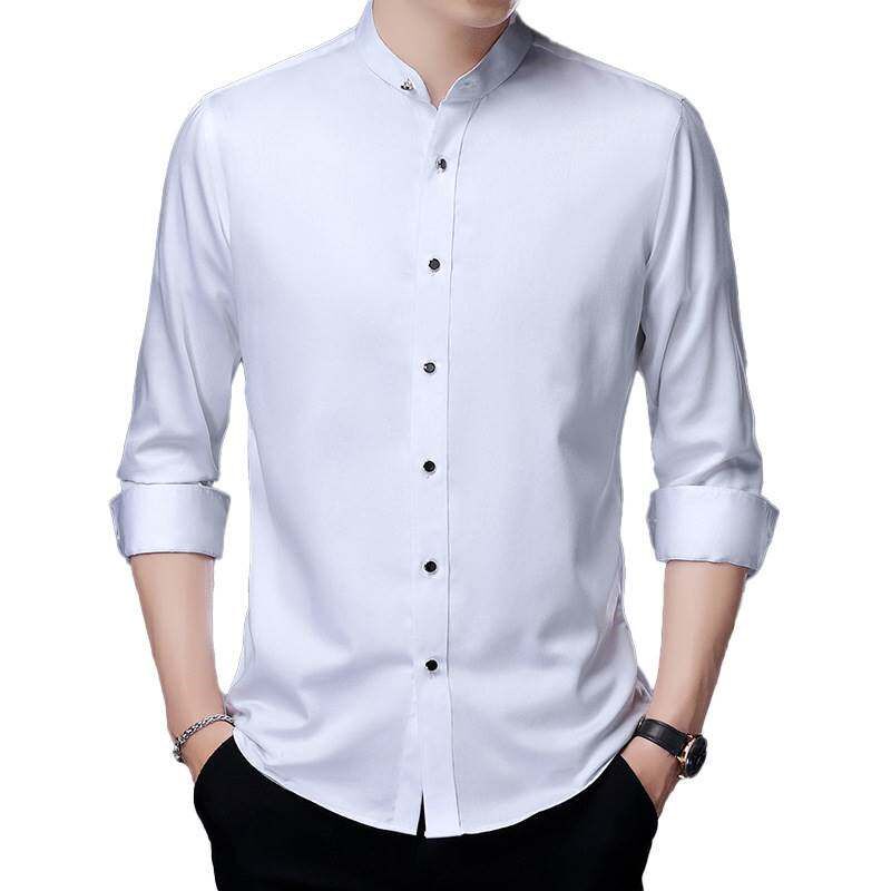-New Chinese stand collar cotton shirt mens casual business