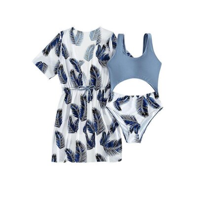 2025 Kids Swimwear Set Girls Leaf Print 214 Years OldLeaf Pr