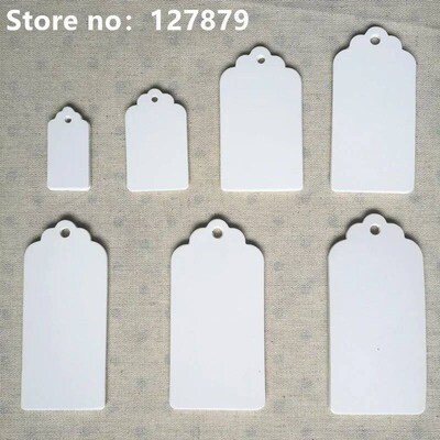 100pcs White Paperboard 7 sizes Packaging Hang Tags Wedding/