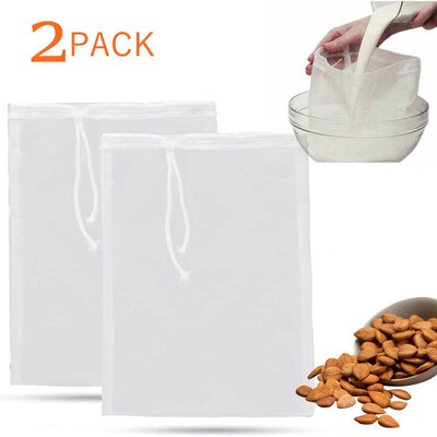 2 Pcs Of Nut Milk Bags For Straining Reusable Food Grade Nyl