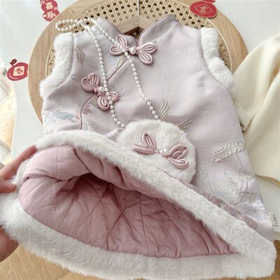 Retro Chinese Style Princess Dress for 05 Years Old Girls Wi