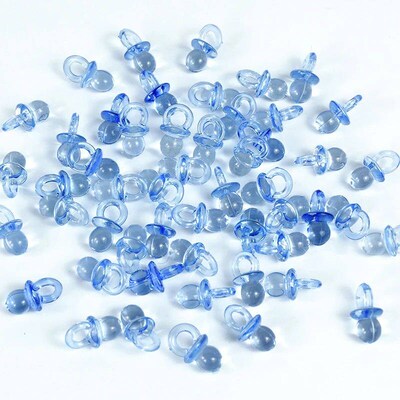 50pc Acrylic Blue Pink Pacifier Nipple Gender Reveal Table S