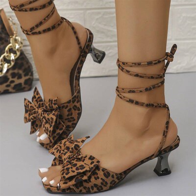 Luxury Summer Sandal Women High Heels Shoes Bow Decor Fashio