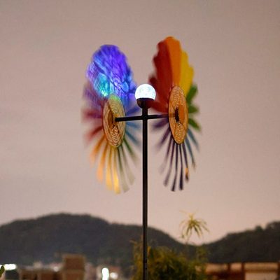 大风车摆件铁艺户外花园装饰旋转七彩网红庭院阳台创意景观布置