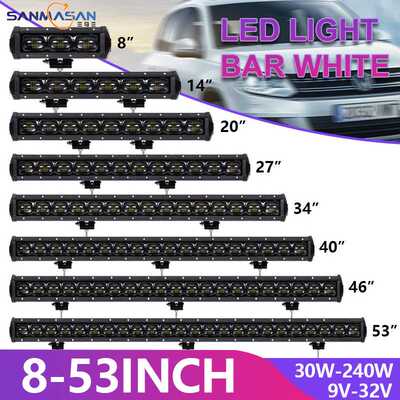 外贸8-14inch黑晶透镜6D单排30W60W汽车LED长条灯改装车灯