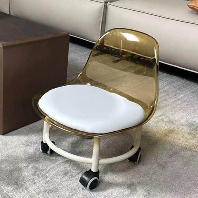 透明亚克力小凳子家用滑轮矮凳带万向轮学步凳护腰舒适美缝椅凳
