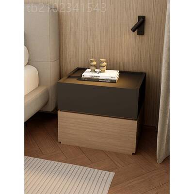 木床头柜家简约现代卧室用小型实收纳储物柜轻奢SJK感木积床边柜