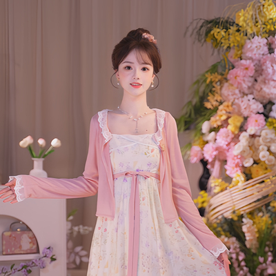 瑶西粉颜花晓国风印花两件套