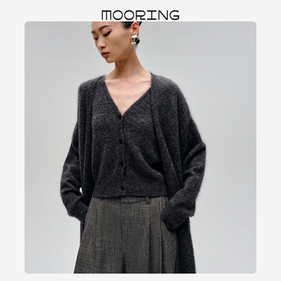 MOORING泊 山本风复古绵羊毛V领显瘦无袖针织马甲背心女