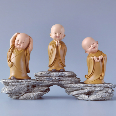 古风慧能小和尚摆件中式禅意人物茶桌办公室装饰树脂娃娃佛系礼物