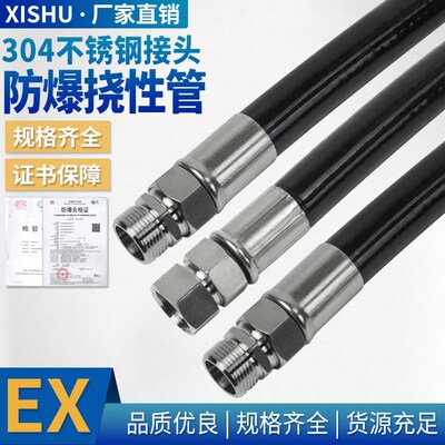 BNG/NGd防爆挠性管DN20*700橡胶护套挠性连接管304不锈钢接头软管