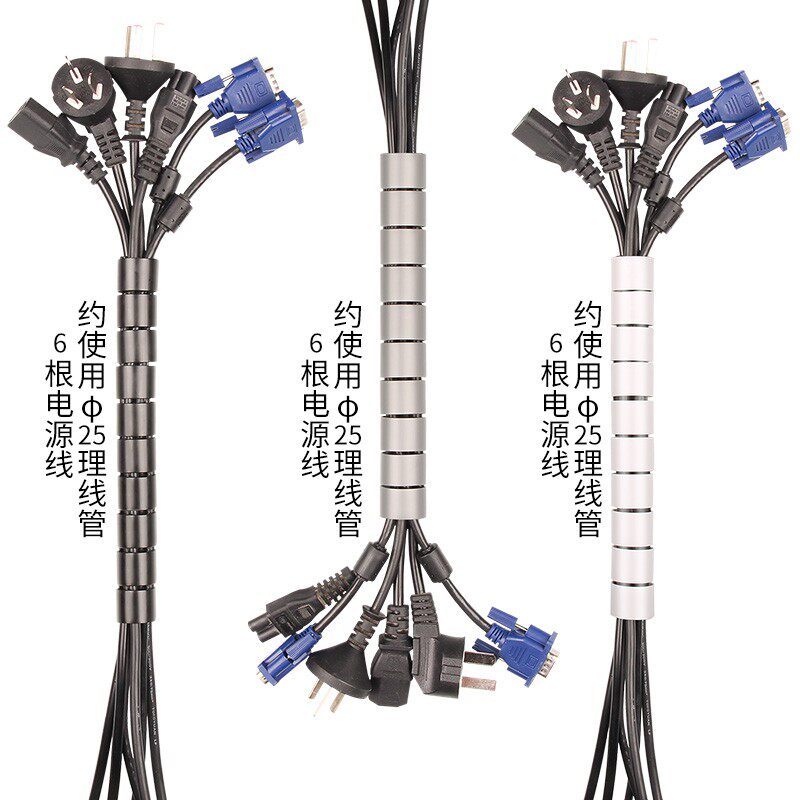 理线管开口拉链式缠绕管电线收纳集线器束线管绕线带数据线护线管