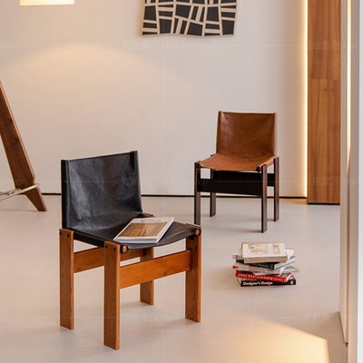 设计师简约现代小户型侘寂风休闲椅中古僧侣椅实木餐椅茶椅书椅