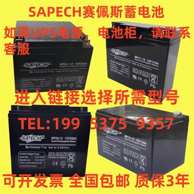 SAPECH赛佩斯蓄电池NP20-12 12V20AH 1.2/2.2/7/12/17/24AH 消防