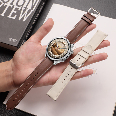 适用于OPPOWatchS手表表带oppo watchx/2真皮腕带皮质时尚sport智能高级舒适4pro商务风男女22mm防汗耐用手链