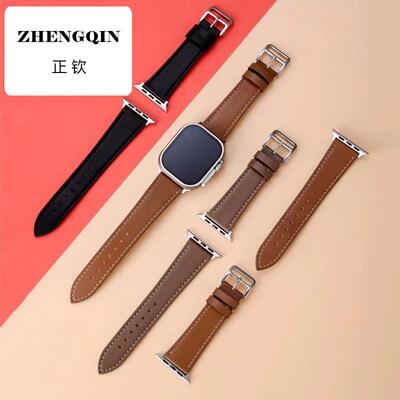 适用华强北S9手表皮带ultra 真皮S8苹果手表带iwatchS10/46mm男女