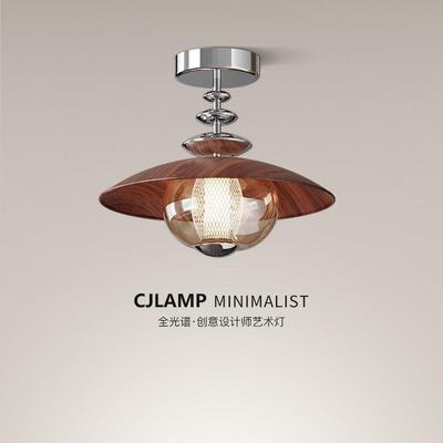 法式中古风走道吸顶灯创意个性设计师玄关走廊阳台玻璃厨卫艺术灯