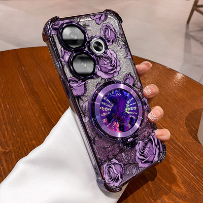 小米POCOF6马上有钱支架手机壳小米pocof6玫瑰印花新年款国风国潮全包防摔镜头全包按键精准磨砂肤感网红款