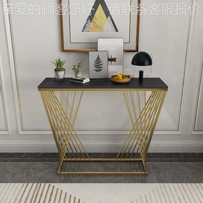 式简约玄理关意铁艺客厅装饰0125大石金色展示桌柜北欧岩板玄关置