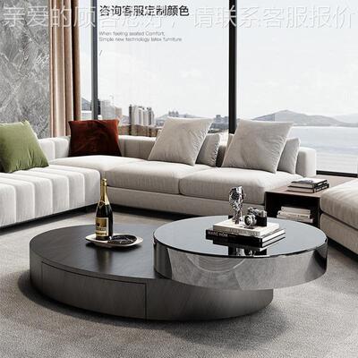 意式创轻奢现客厅家用办公41644意设代计可旋转不圆锈钢椭形玻璃