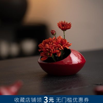 日式陶瓷手工花器新复古诧寂风花盆插花家用客厅茶几花艺摆件装饰