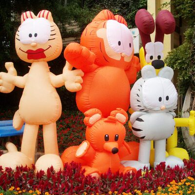 虹彩气模 充气加菲猫 老鼠狗动物开业气模 卡通人偶气模 可定制