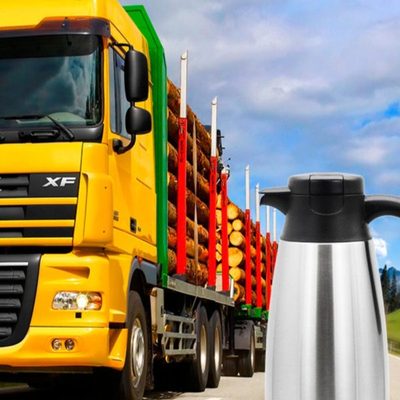 车载电热水壶12V24V通用双层不锈钢 汽车货车烧水壶1200毫升