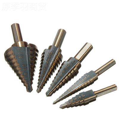5p阶c铝盒EOZ装英制黑黄三角柄高速钢套阶梯钻木工孔器开装 套装