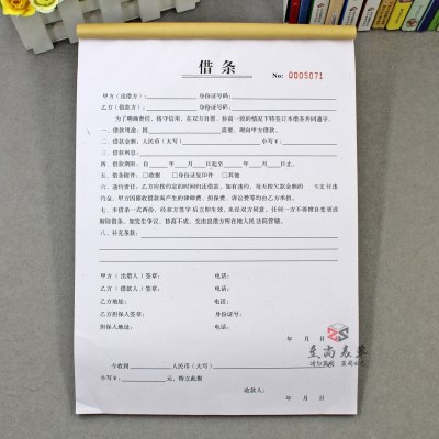 个人借钱借条定制二联A4正规民间借贷合同协议私人借款条借款欠条