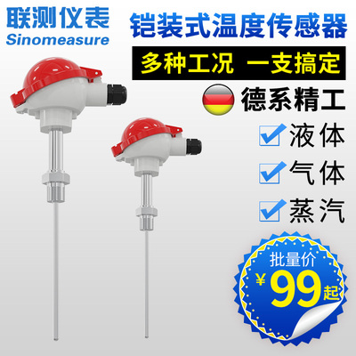 联测K型铠装热电偶WRN-130高温探头Pt100温度传感器wzp 230热电阻