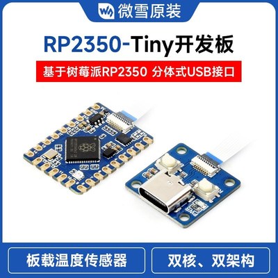 微雪 树莓派RP2350-Tiny微型开发板 双核双架构处理器MicroPython