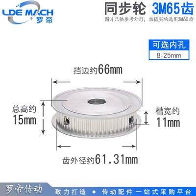同步轮3M65齿 3M65T 槽宽11 AF型 两面平同步皮带轮 内孔8-25mm