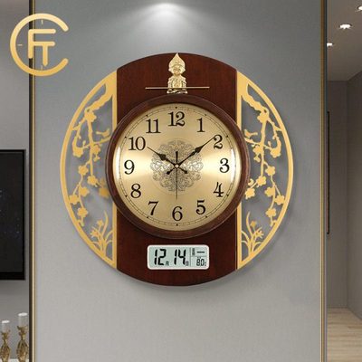 匠式纯铜挂钟新中式客厅轻奢家用时尚钟表大气中国风静音玄关高档
