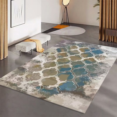 客厅茶几毯可贴条码面单水晶绒跨境E亚马逊天津大地毯扎染颜色卧