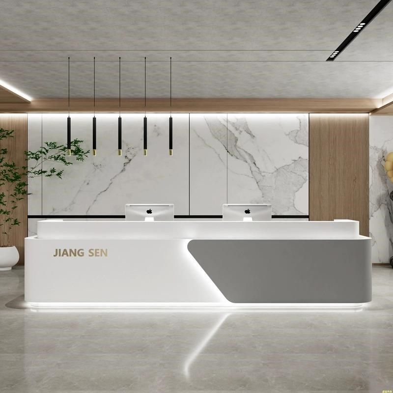公司办公室前台接待台酒店服务台前台桌岩板大理石吧台收银