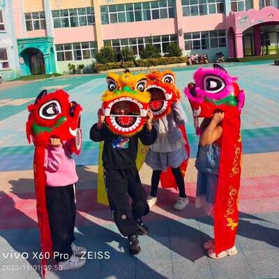 塑舞料儿童狮子道套装WWE 舞狮鼓2头-14岁幼儿园具表演小狮头玩