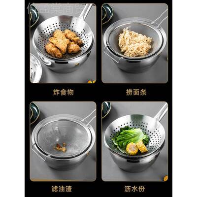 锈钢特厚油盆带套盖 用厨房油缸商ICD用家猪油调不料盆油鼓漏勺装