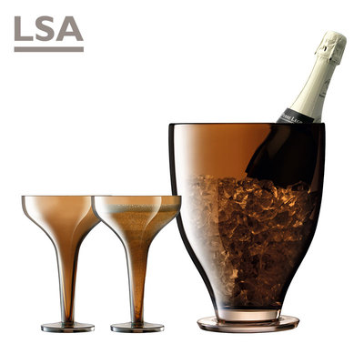 英国LSA Epoque 幻彩高脚杯香槟杯碟形 复古鸡尾酒杯家用玻璃冰桶