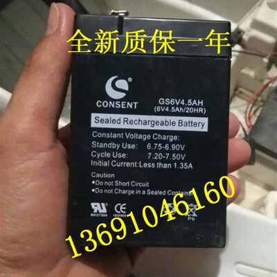 CONSENT蓄电池 GS6V4.5AH (6V4.5AH/20HR) 儿童玩具车 电子称电瓶
