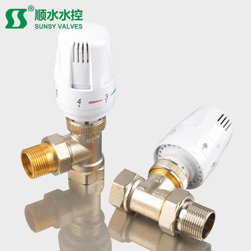黄铜散热器恒温控制阀直式/角式自动温控阀直式/角式暖气片温控阀