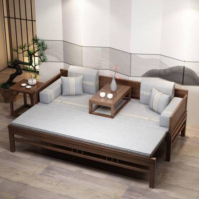 台家具实罗汉木新中式现床KLF代阳沙发床推拉客厅