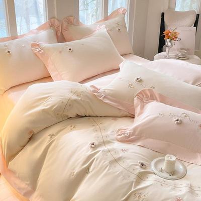 轻奢风A类10支纯棉0磨四件秋冬加厚床单套被套全棉裸睡MZS24926毛
