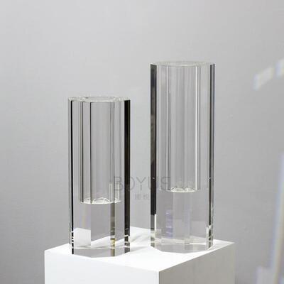 现代简轻奢璀透璨样明水晶玻璃花瓶客厅餐厅板间床头柜软RRI约装