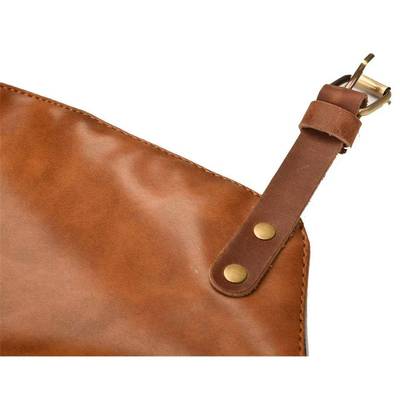 皮PU大人围裙11.7防水防油厨房软皮肩家用工作服真皮带双层