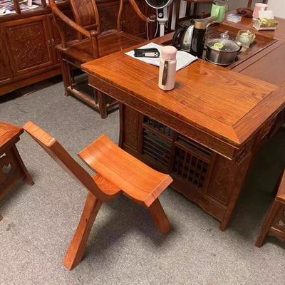 8花梨木靠K椅古典风用茶椅全实YHN木三脚椅家小官背帽椅下棋六度