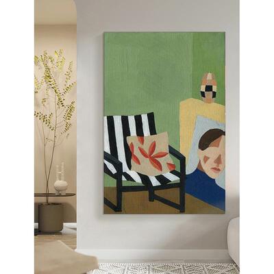 现代抽象大幅客厅饰MVN画趣味肖小众艺术玄画关挂画像走装廊背景