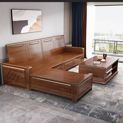 桃中实木15540沙发新式客厅沙发木可拆胡洗布艺多人组合沙发厂家