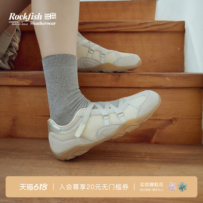 RockfishWeatherwear26夏季新品休闲透气交叉绑带芭蕾玛丽珍女鞋