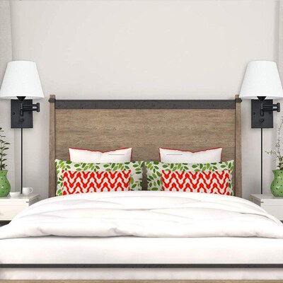 美式壁灯卧室床头灯带插头线亚麻布艺书房创意装饰氛围LAZADA跨境