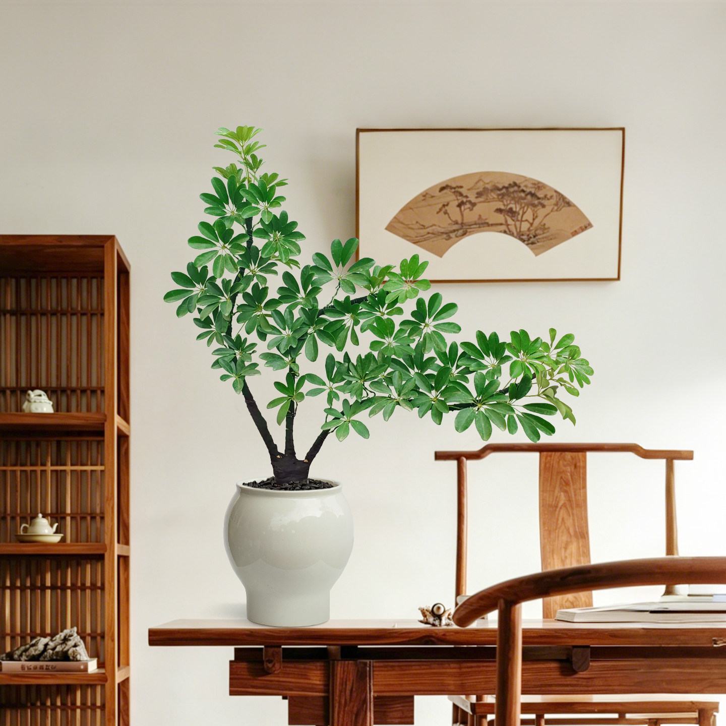 鸭脚木盆栽客厅旺宅桌面植物室内玄关八方来财盆景办公室绿植卧室